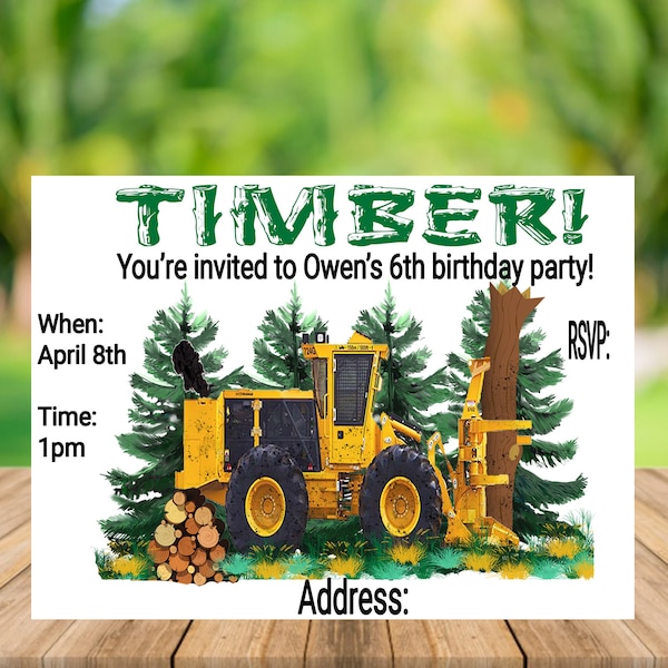 Logging Birthday Invitation - Etsy