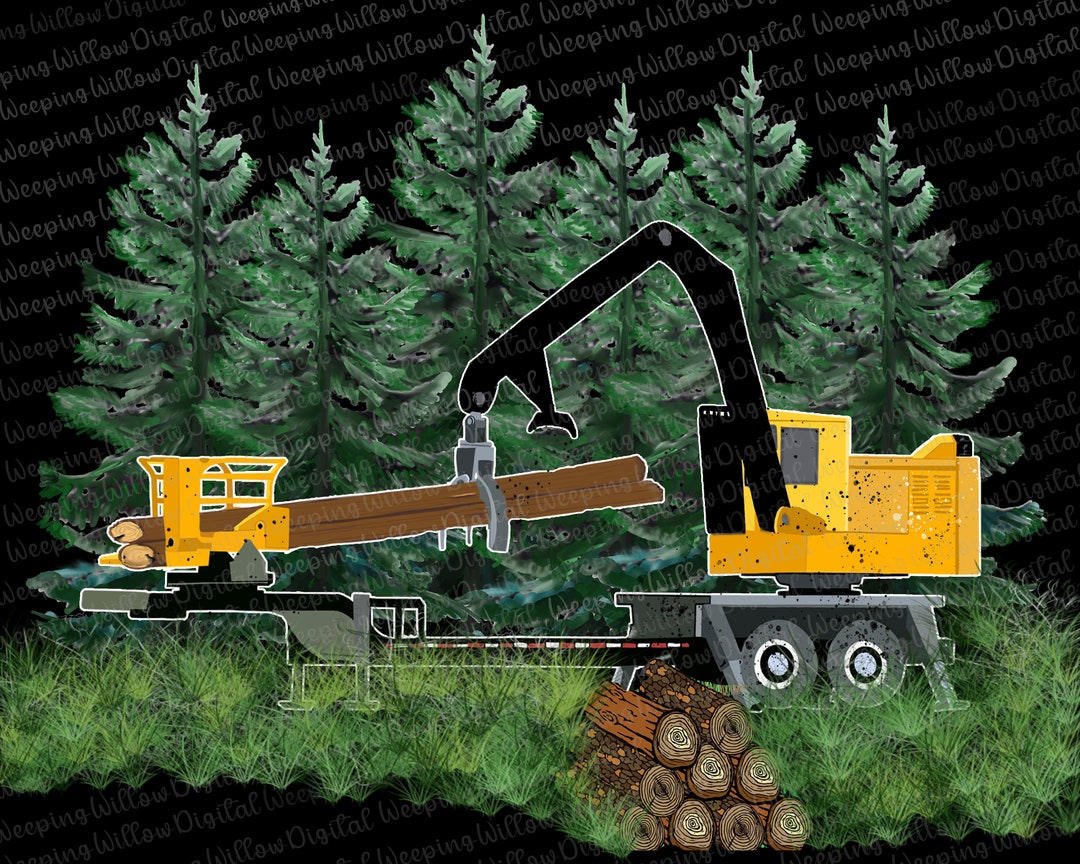 Hand-drawn Log Loader PNG File, 12" X 12" Sublimation File, Logging ...