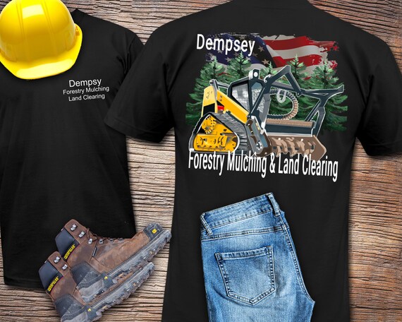 Mulching Machine Tshirt Front Logo Back Design Hand-drawn | Etsy