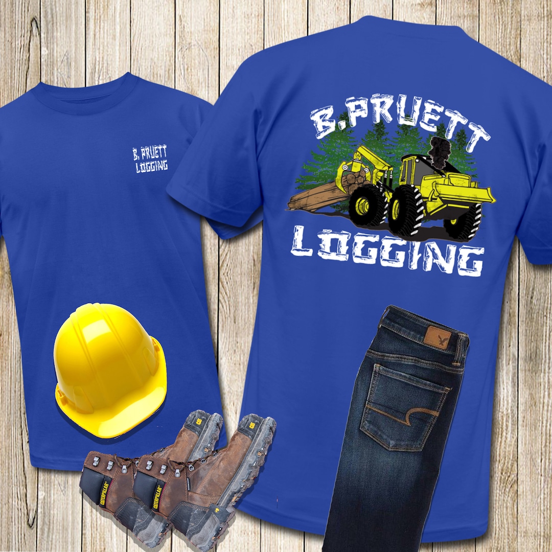 Front Back Logging Design | Customized With Your Logo | Yellow Skidder ...