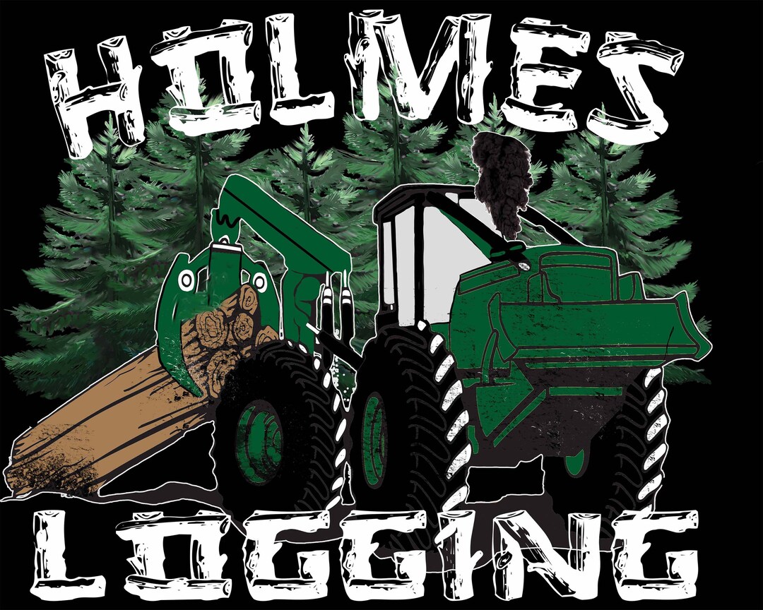 Hand-drawn Green Skidder Pulling Logs Sublimation Print - 12x12 - Inch ...