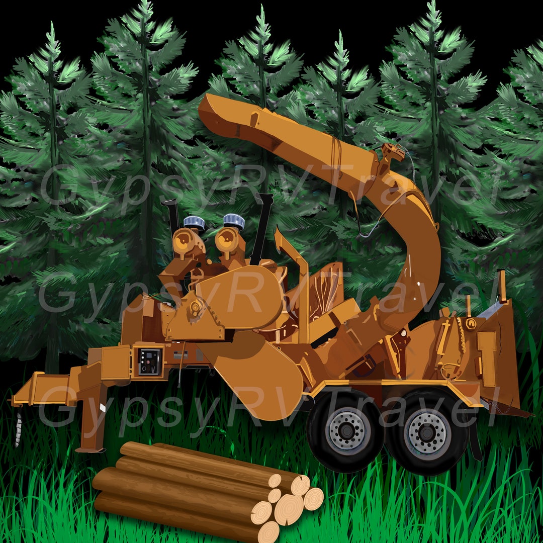 Hand-drawn Transparent Wood Chipper Print - 12x12-inch PNG - Logging ...