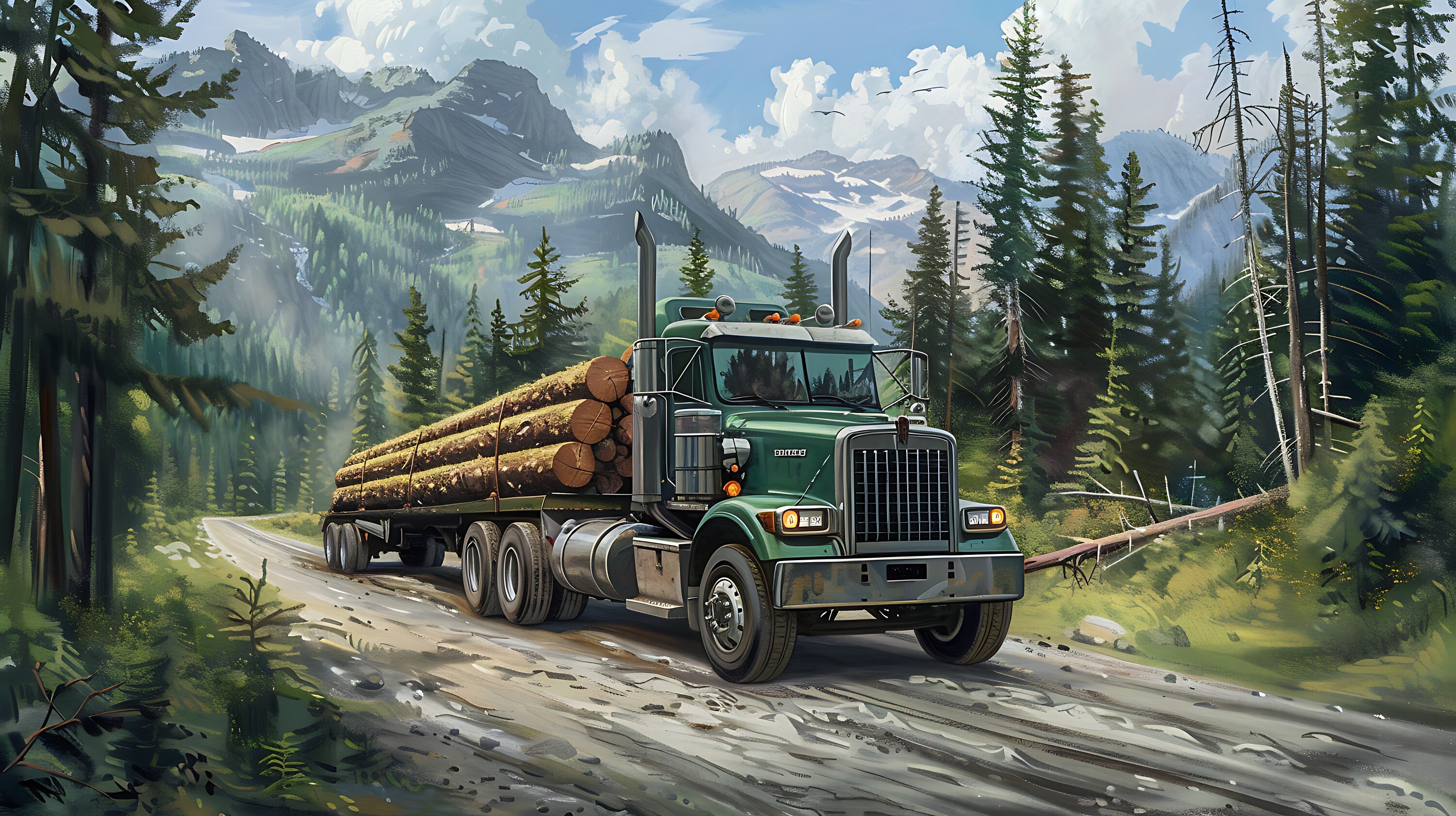 Eight Beautiful Tandem Axle Log Trucks Computer Wallpaper, PC ...