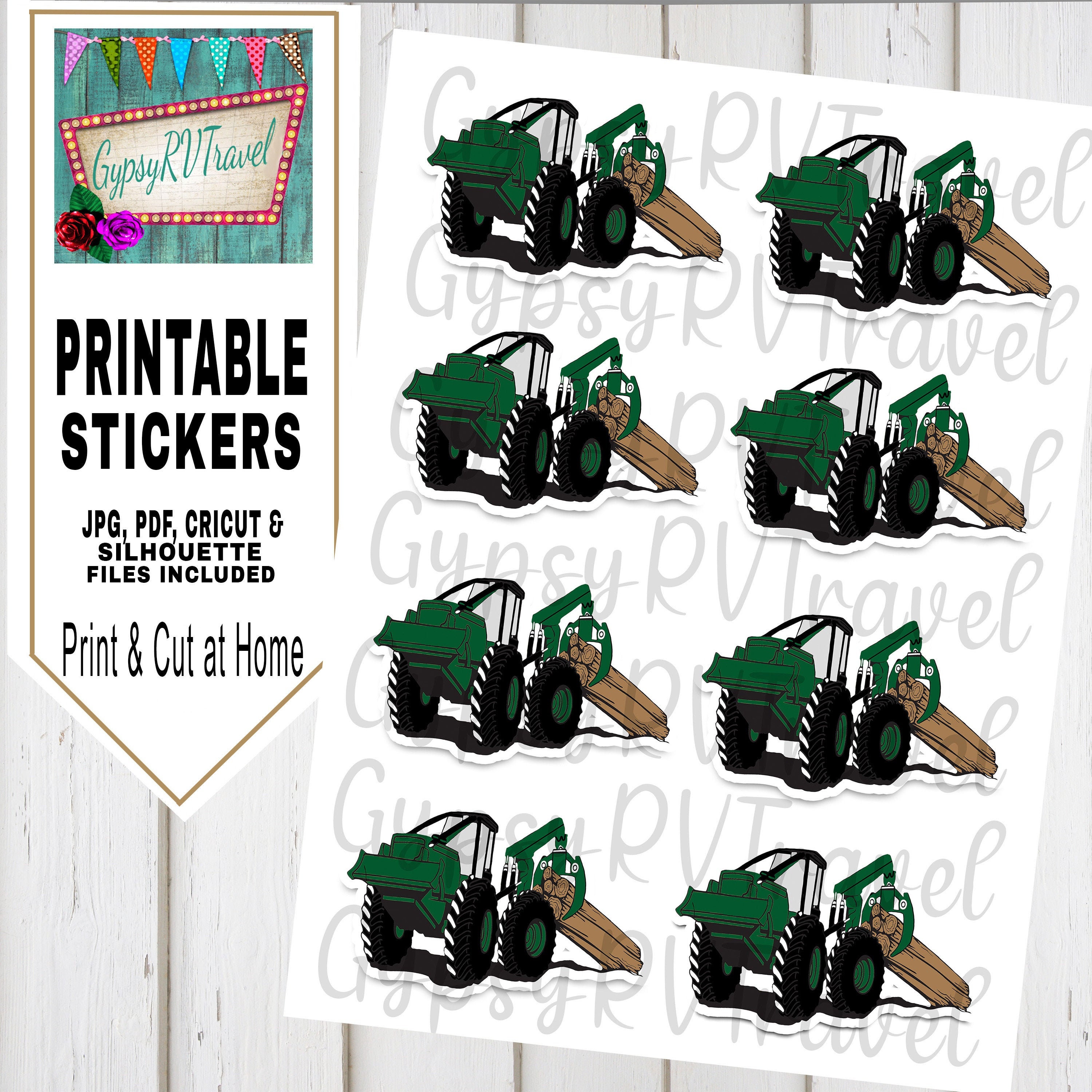 Printable Stickers, Planner Stickers, Print and Cut, Logging Sticker ...