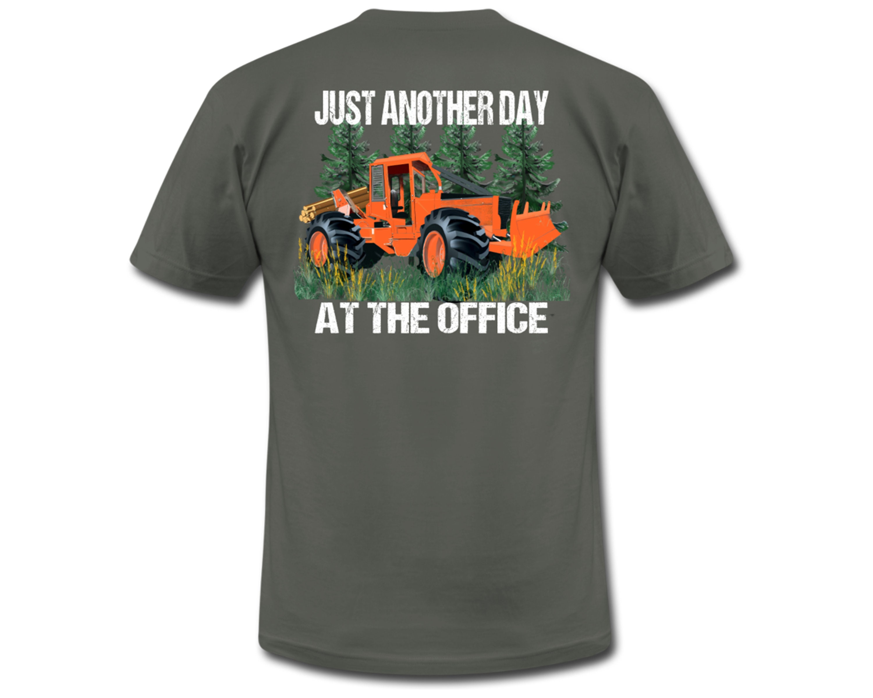 Hand-drawn Just Another Day at the Office Orange Timberjack Skidder ...