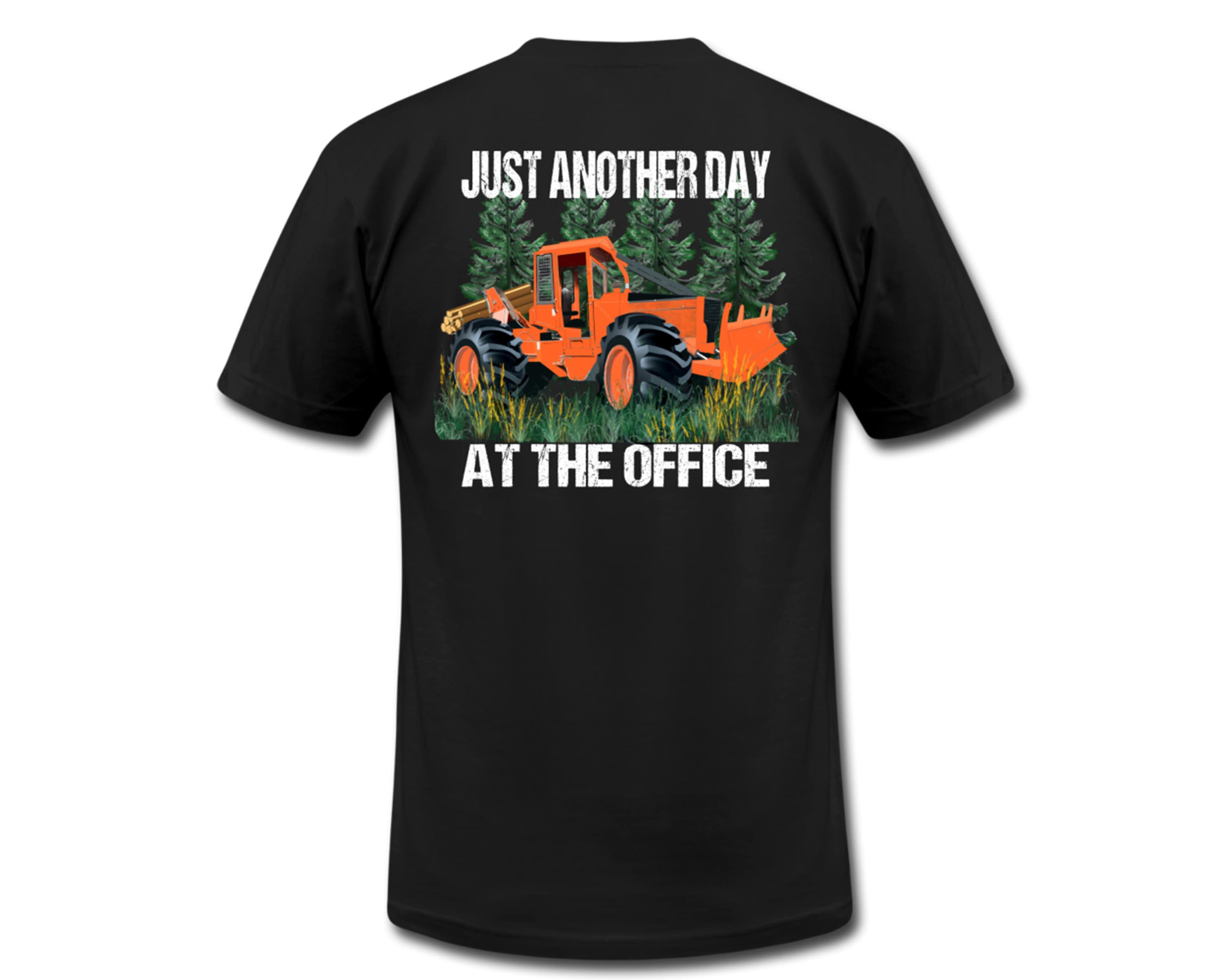 Hand-drawn Just Another Day at the Office Orange Timberjack Skidder ...