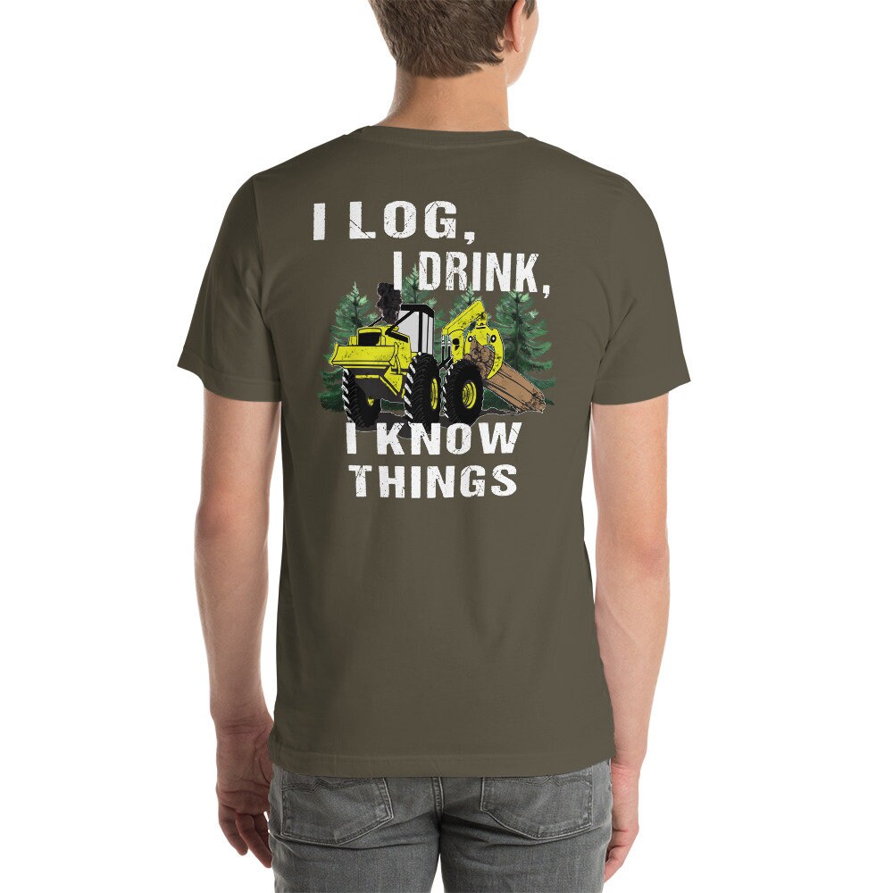 Cute Funny Logging Tshirt Front Logo Back Design Yellow Skidder Bella ...