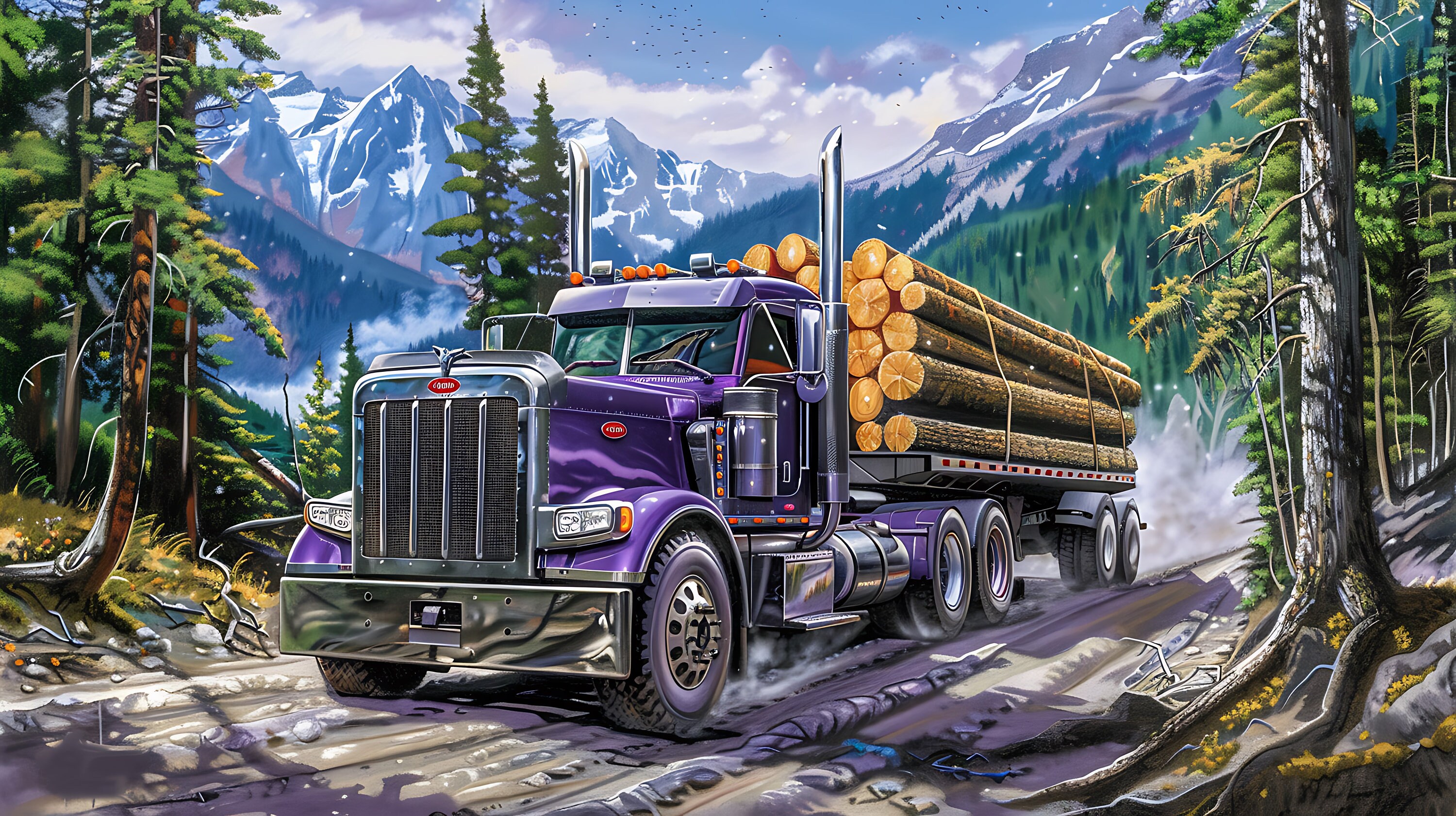 Eight Beautiful Tandem Axle Log Trucks Computer Wallpaper, PC ...
