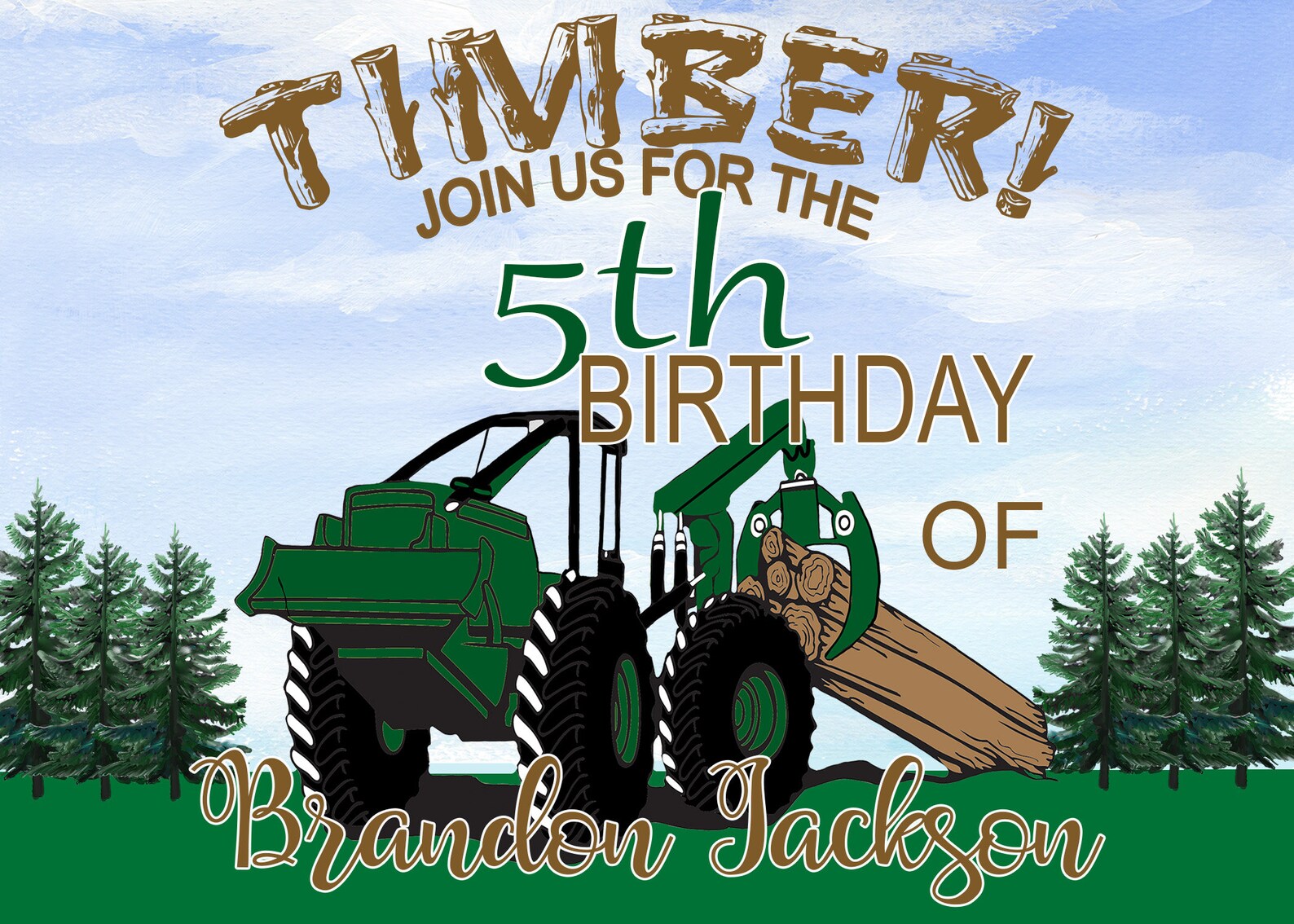 Printable Logging Invitation, Logging Birthday Invitation Instant ...