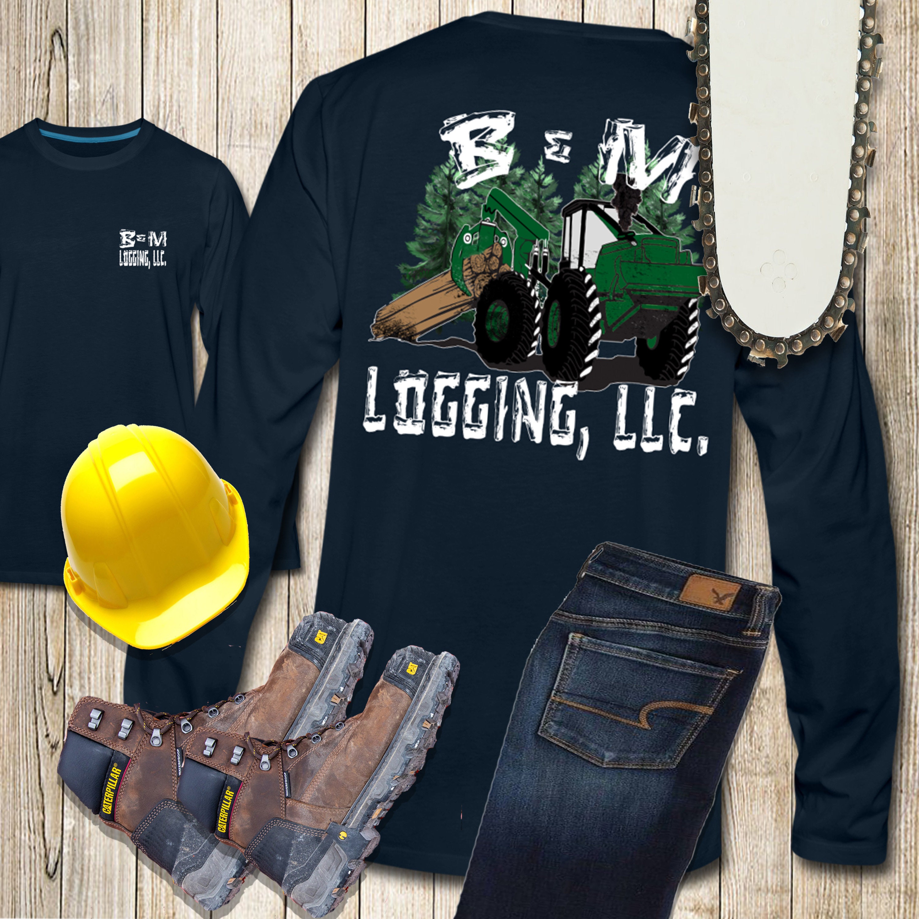 Customized Green Skidder Back Design Front Logo Men's Premium Long ...