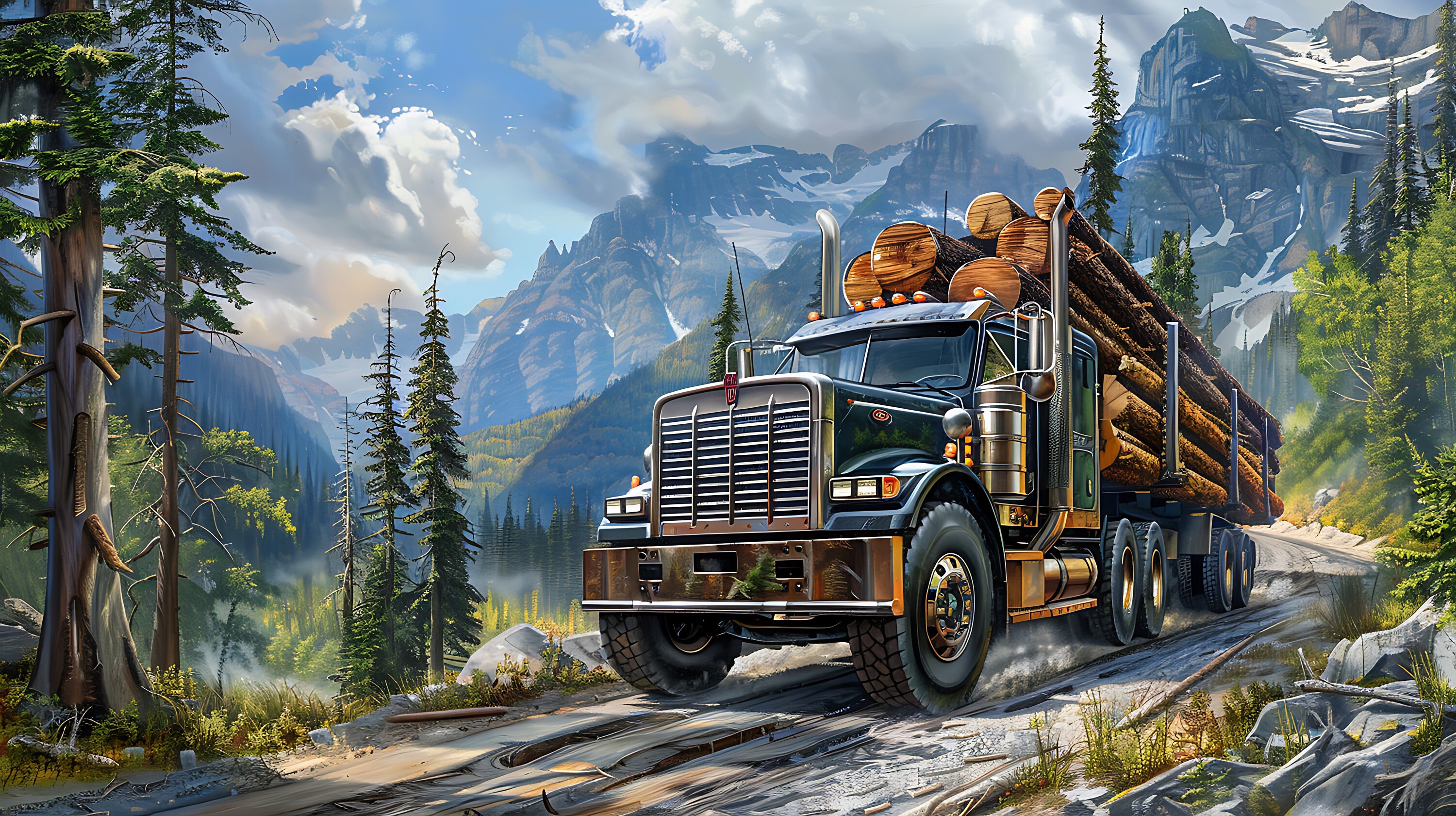 Eight Beautiful Tandem Axle Log Trucks Computer Wallpaper, PC ...