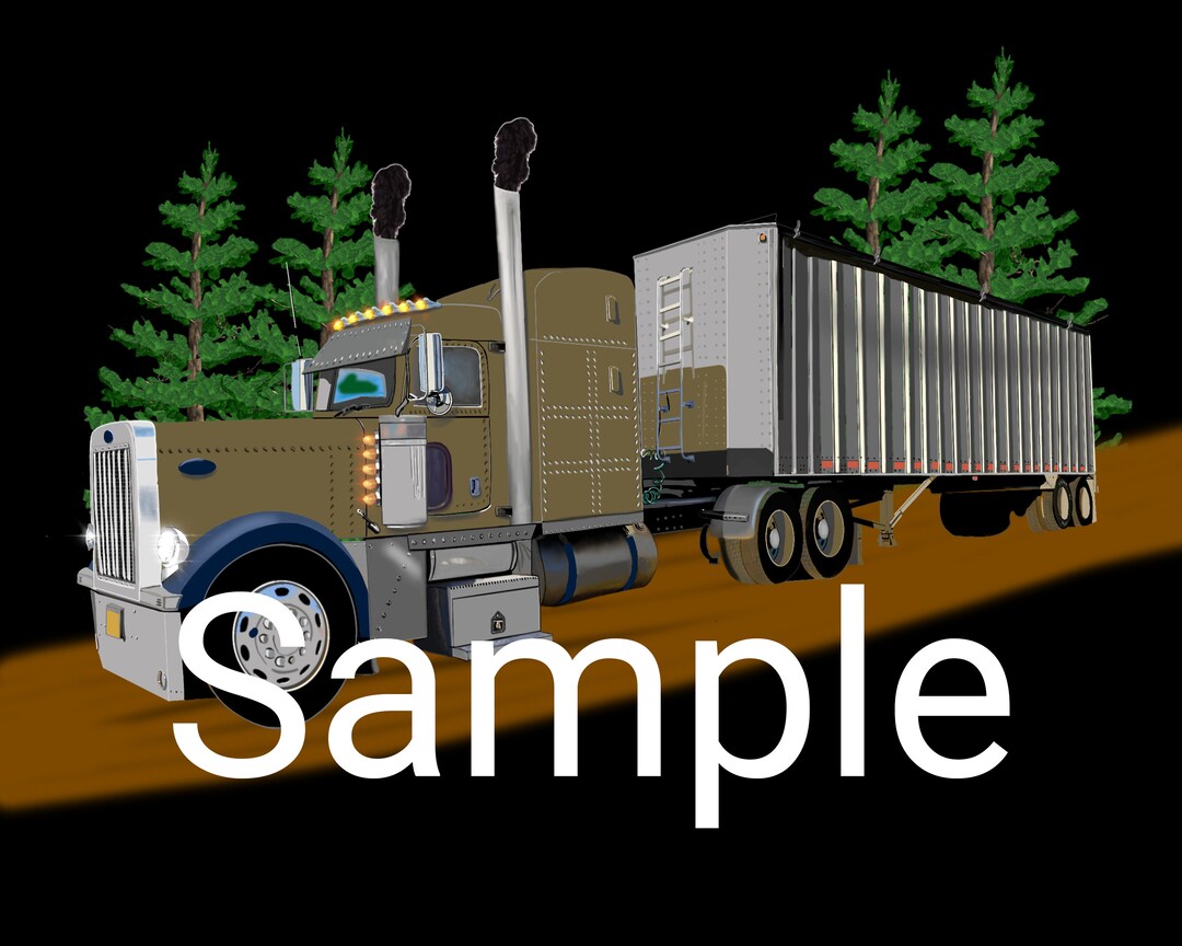 Hand-drawn Gold Blue Chip Truck PNG File, Sublimation File, Sleeper Log ...