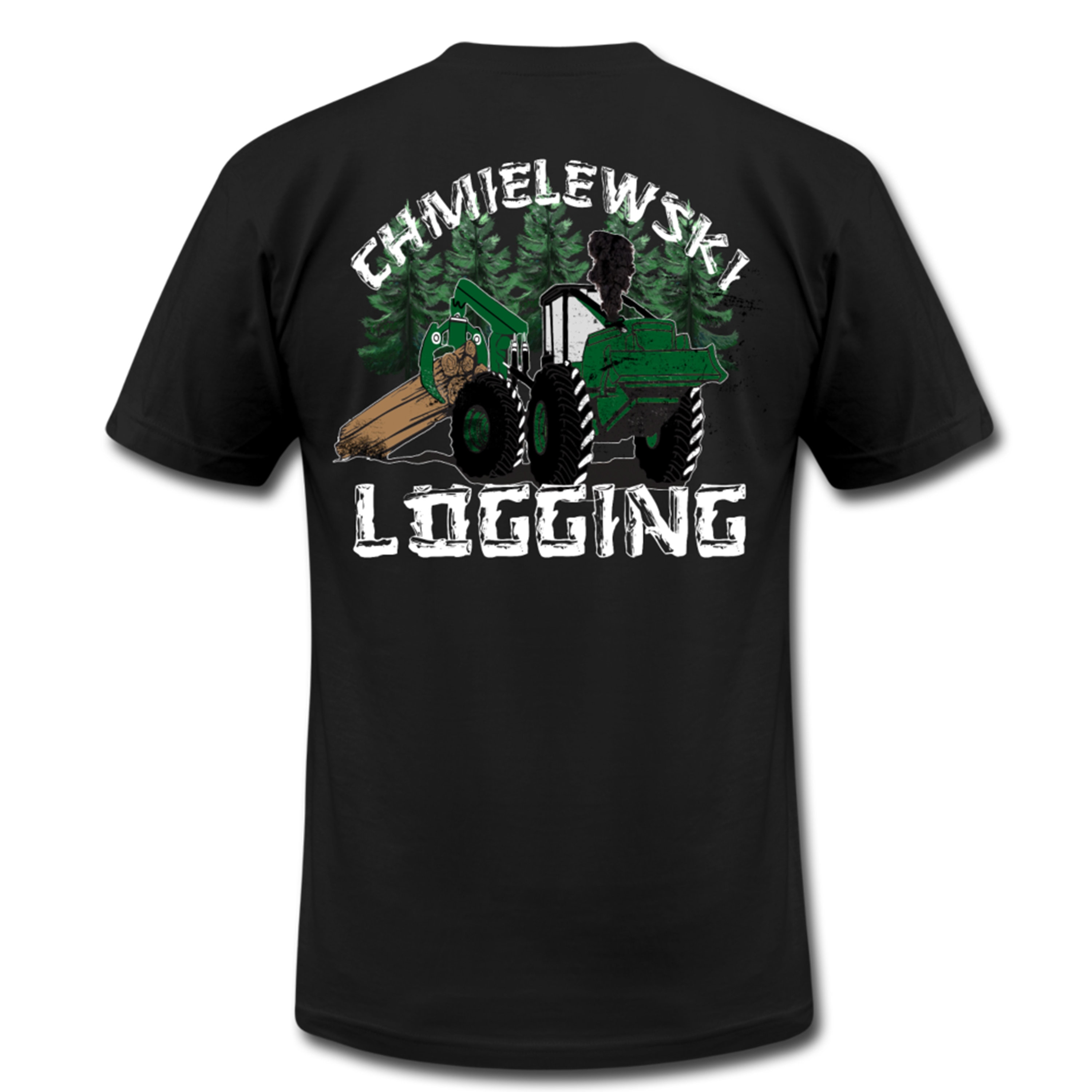 Front Back Design Green Skidder Logging Bella Canvas Tshirt | Logger ...