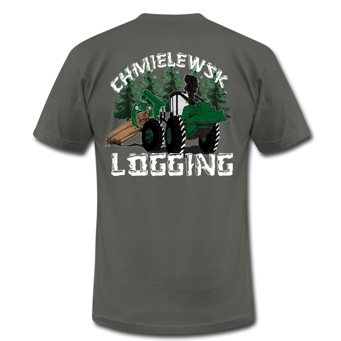 Front Back Design Green Skidder Logging Bella Canvas Tshirt Logger Gift ...