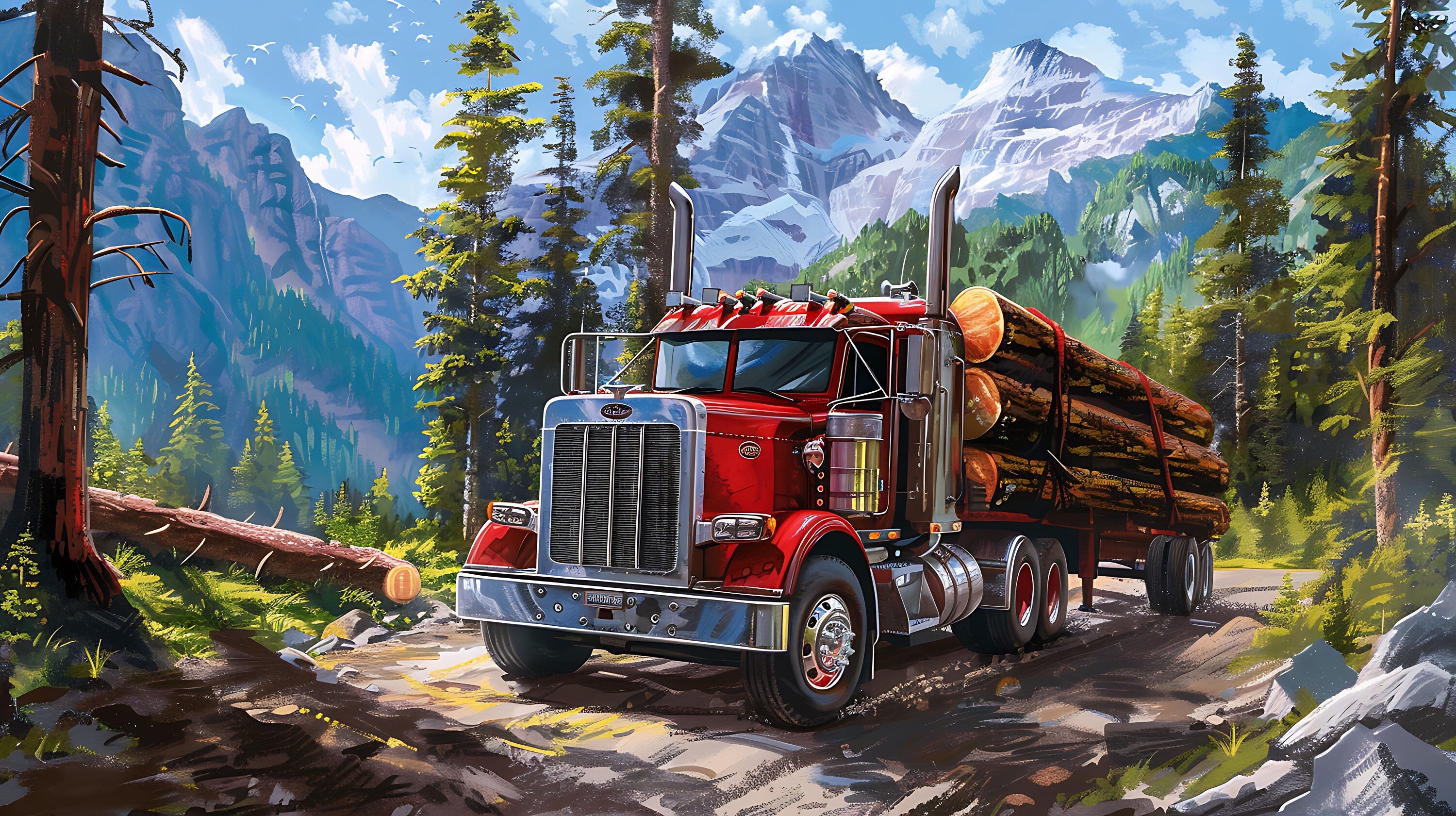 Eight Beautiful Tandem Axle Log Trucks Computer Wallpaper, PC ...