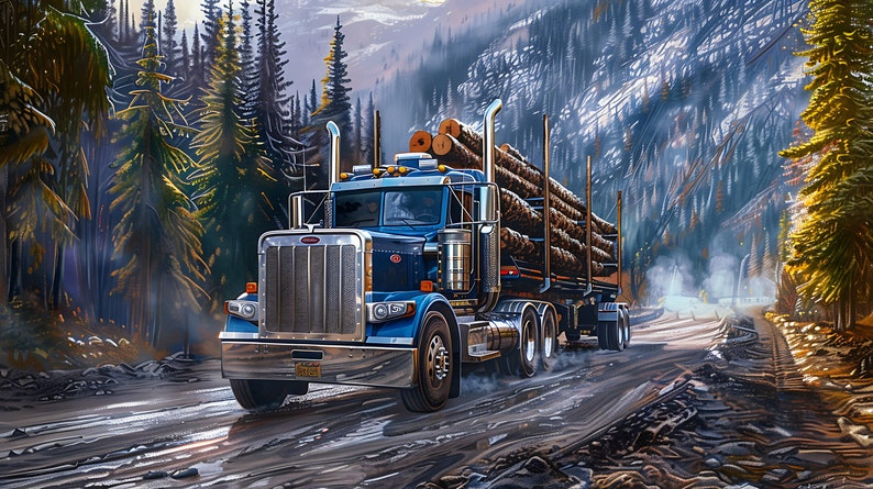 Eight Beautiful Tandem Axle Log Trucks Computer Wallpaper, PC ...