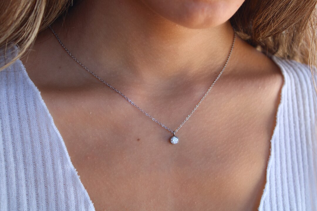 Round Birthstone Charm Birth Month Color Charm Necklace Children ...