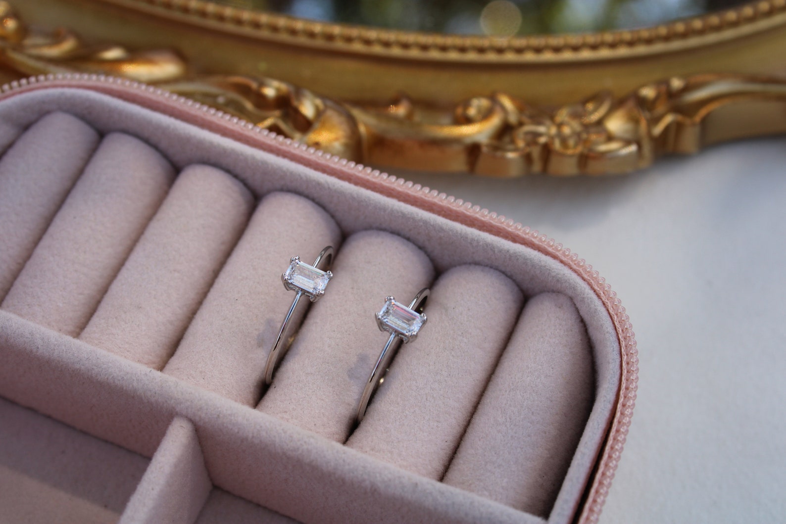 Emerald Cut Diamond Ring-rectangle Promise Diamond Ring-silver - Etsy