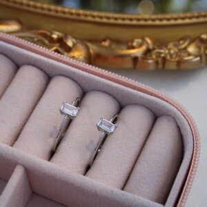 Emerald Cut Diamond Ring-rectangle Promise Diamond Ring-silver ...