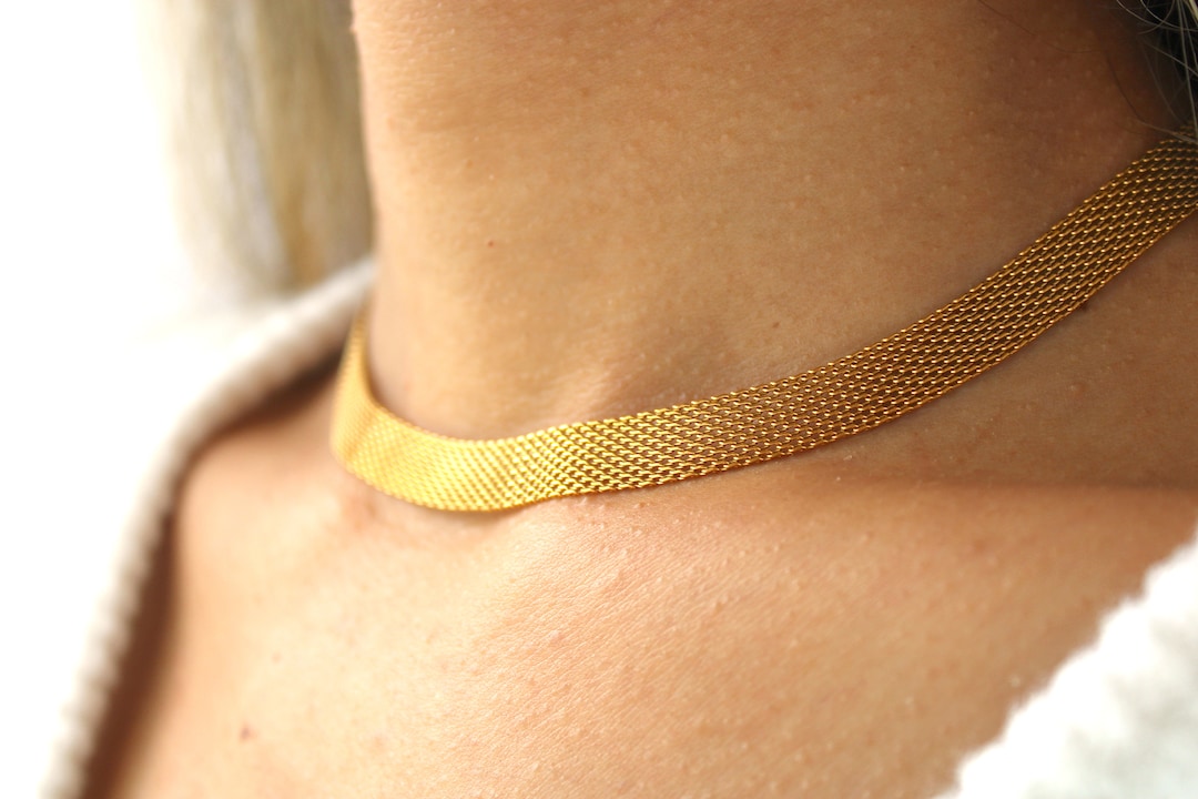Dainty Gold Mesh Choker Vintage Retro Mesh Bracelet and Choker - Etsy