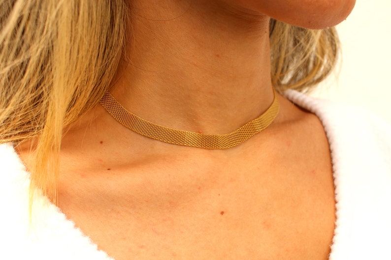 Dainty Gold Mesh Choker Vintage Retro Mesh Bracelet and Choker - Etsy