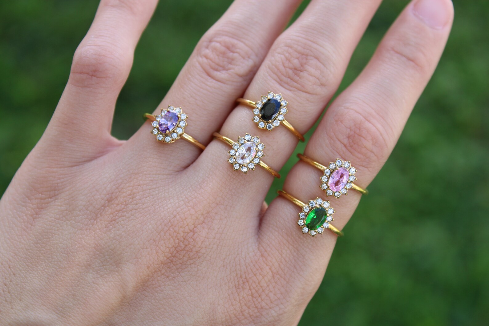 Dainty Adjustable Colorful Halo Rings Minimalist Waterproof - Etsy
