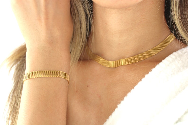 Dainty Gold Mesh Choker Vintage Retro Mesh Bracelet and Choker - Etsy