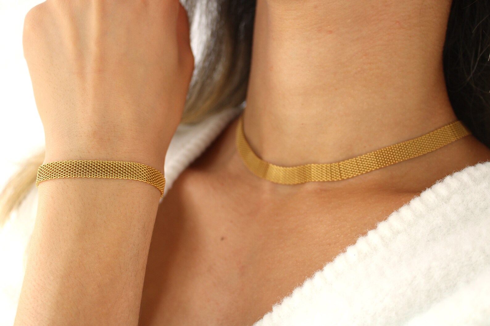 Dainty Gold Mesh Choker Vintage Retro Mesh Bracelet and Choker - Etsy