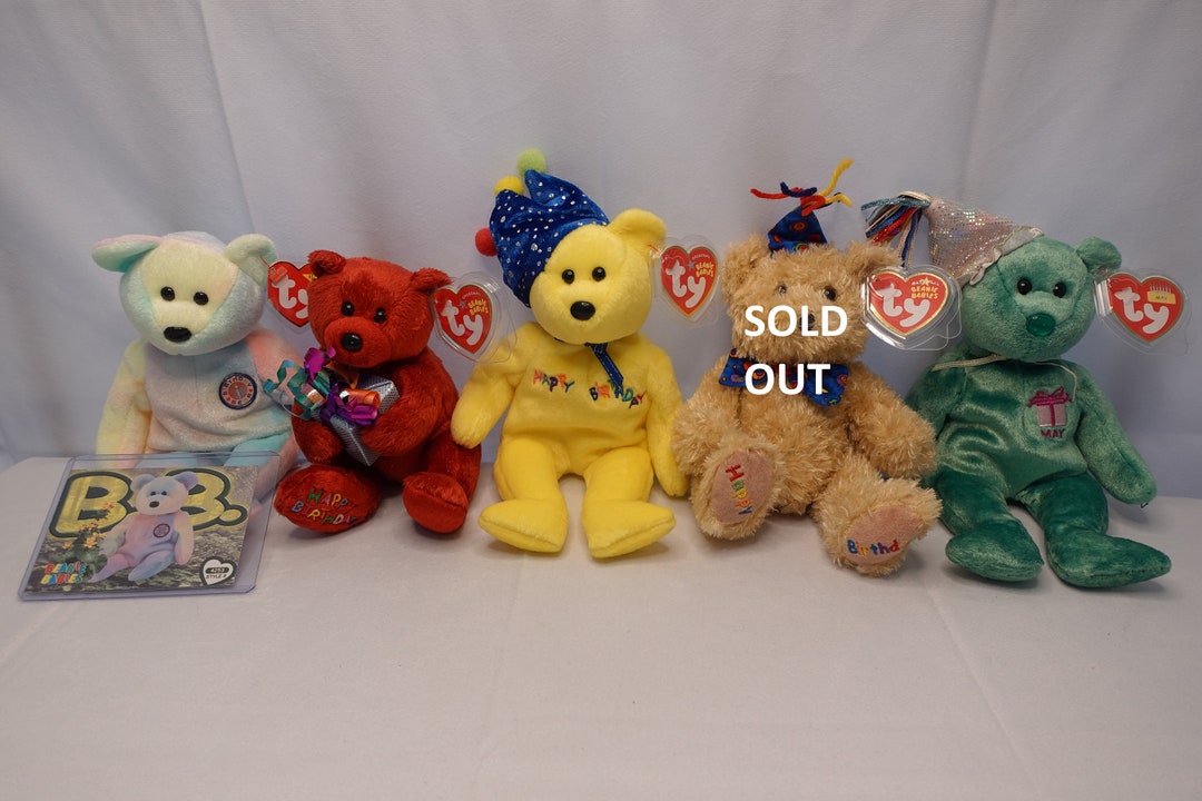 Ty Original Beanie Babies Birthday 1 B.B. Bear / Happy - Etsy