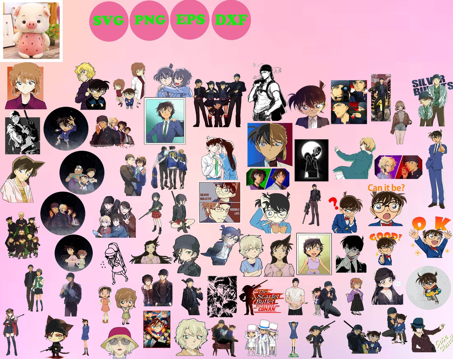 Bundle Detective Conan Movie SVG 75 Files Conan Silhouette | Etsy