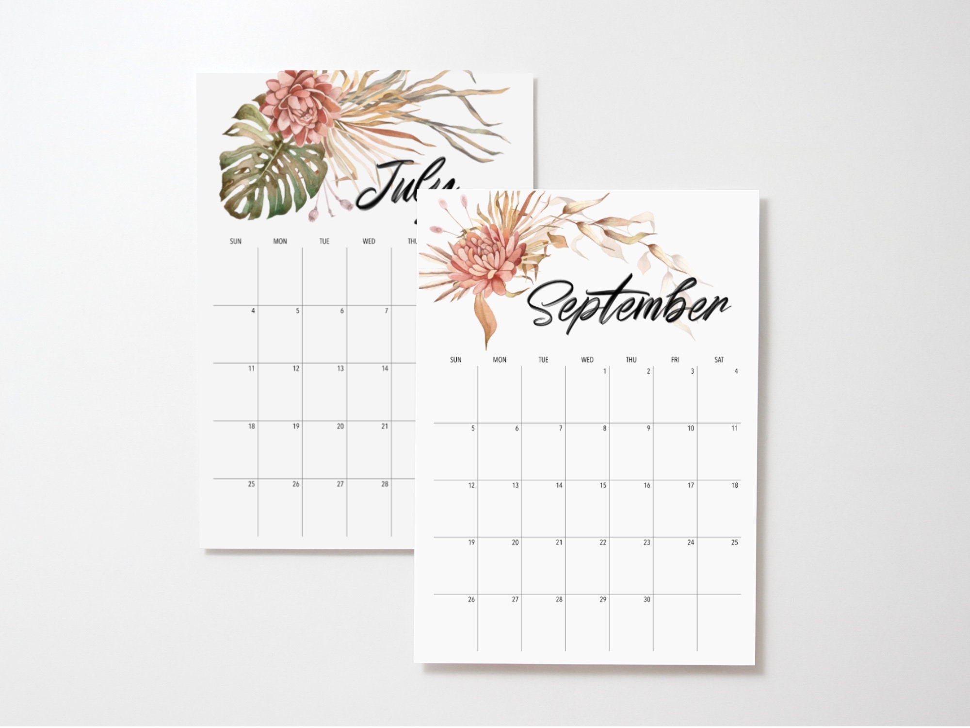 2021 Calendar Printable | Desk Calendar, Boho Calendar, A4 + A5 ...