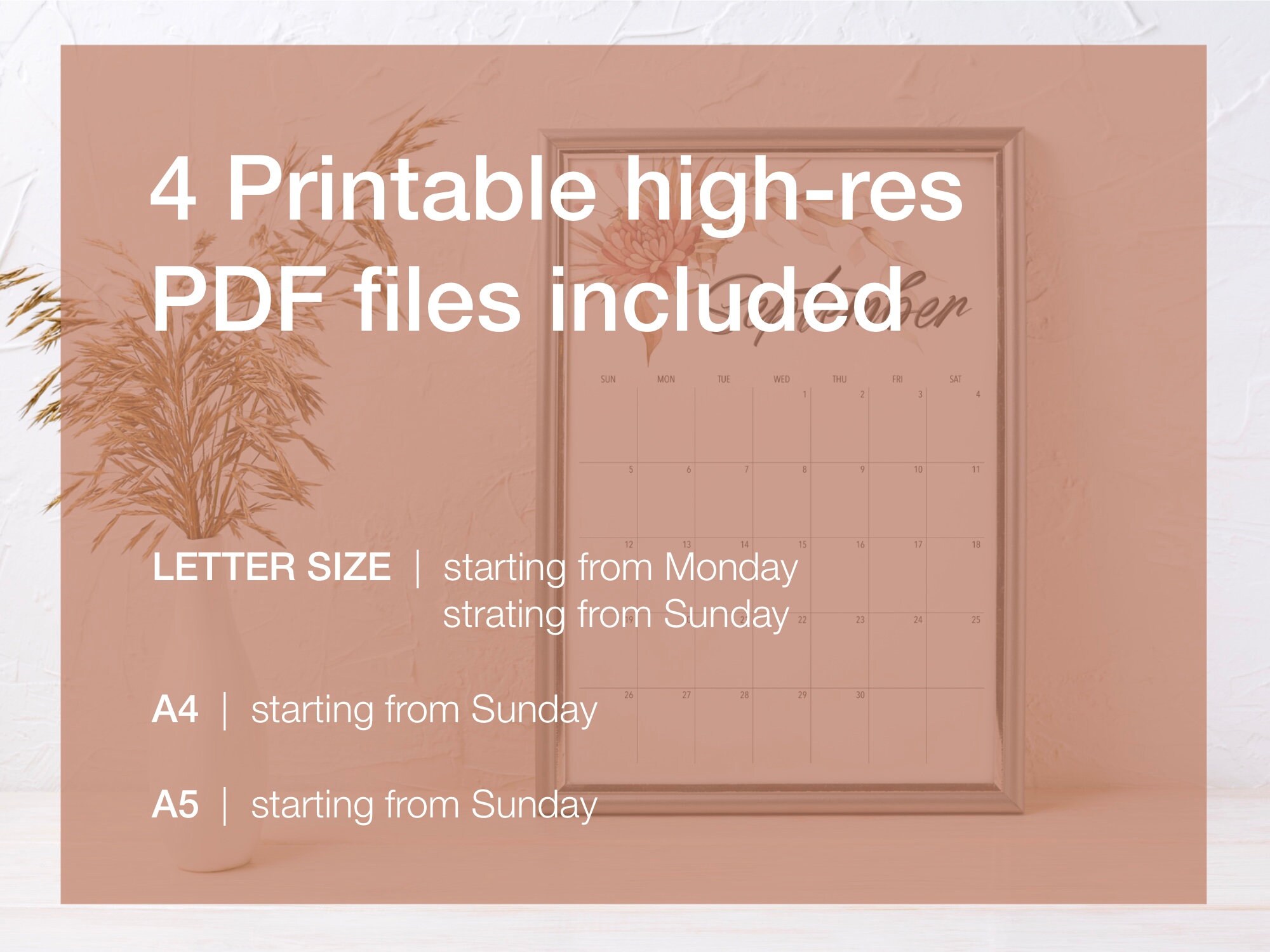 2021 Calendar Printable | Desk Calendar, Boho Calendar, A4 + A5 ...