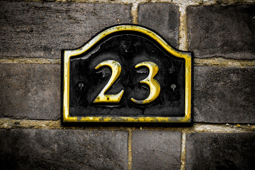 B/W and Gold Photo of Painted Number 23 Sign - Etsy