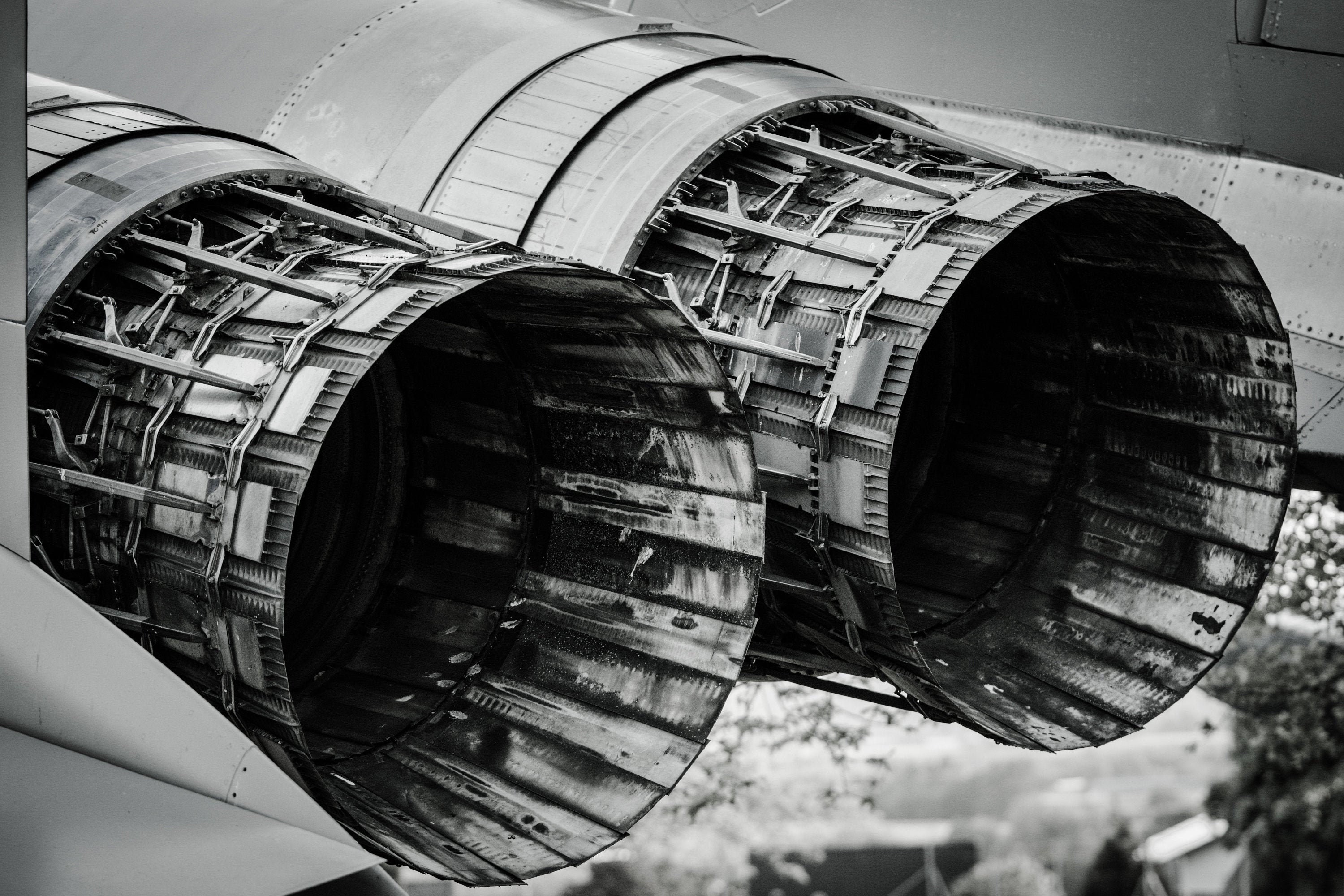 Black and White Photo of the Rear of a F-15 Jet With Two P&W F100 After ...