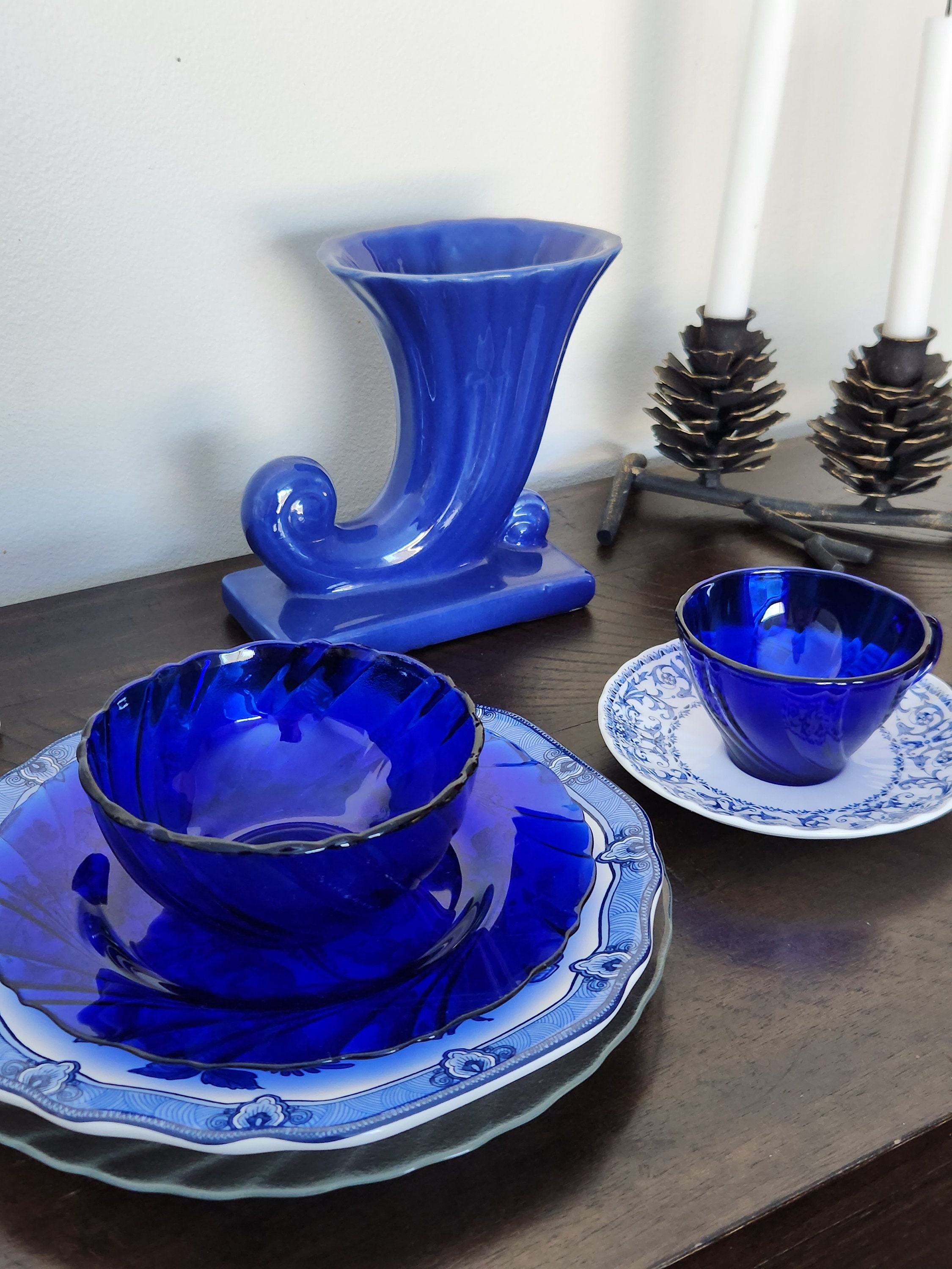 Duralex Vereco Blue Rivage Cups Saucers Fruit Bowls - Etsy