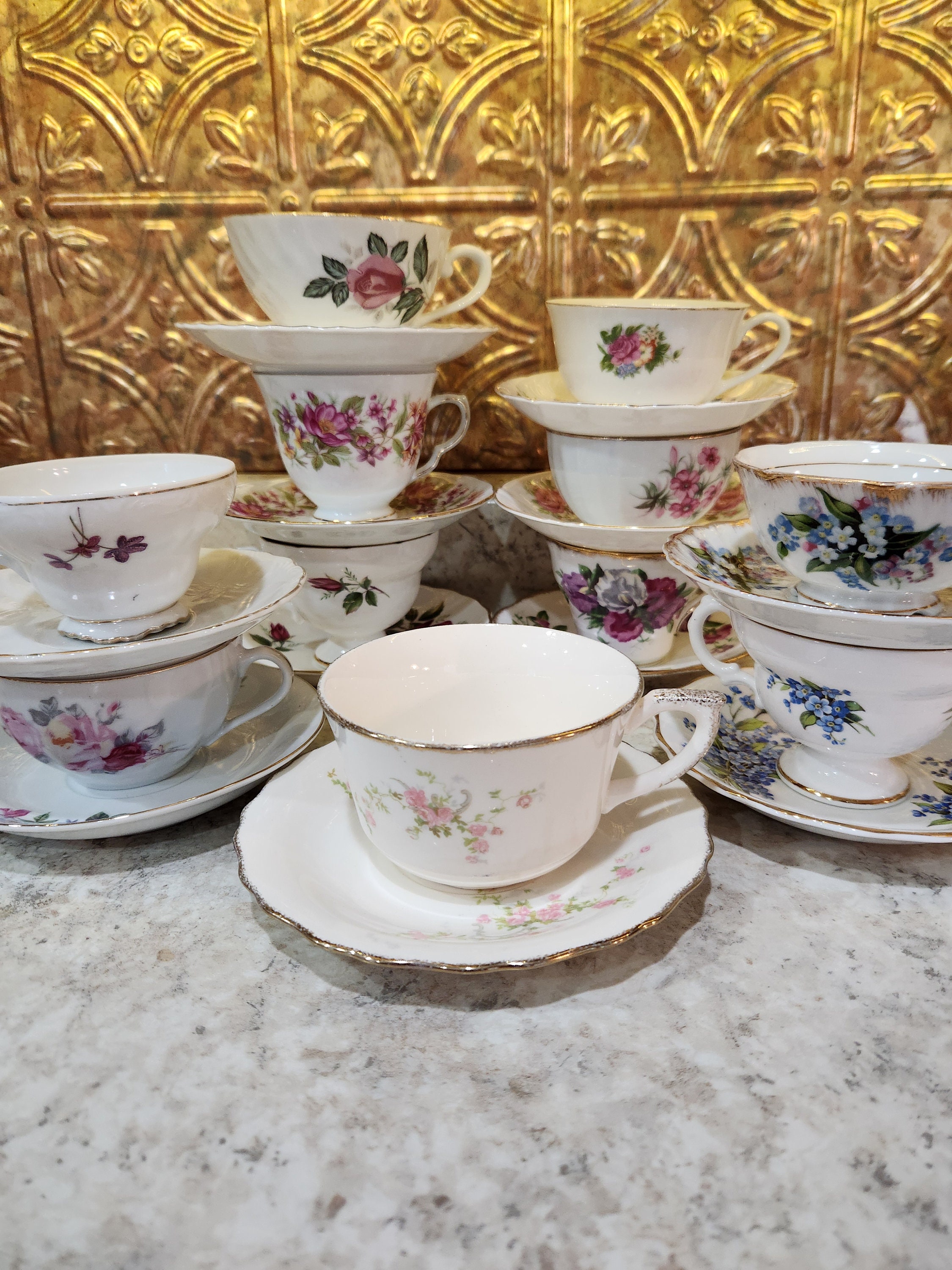 Tea Cup and Saucer Sets, Mismatched, Bridal Showers, Mother's Day Tea ...