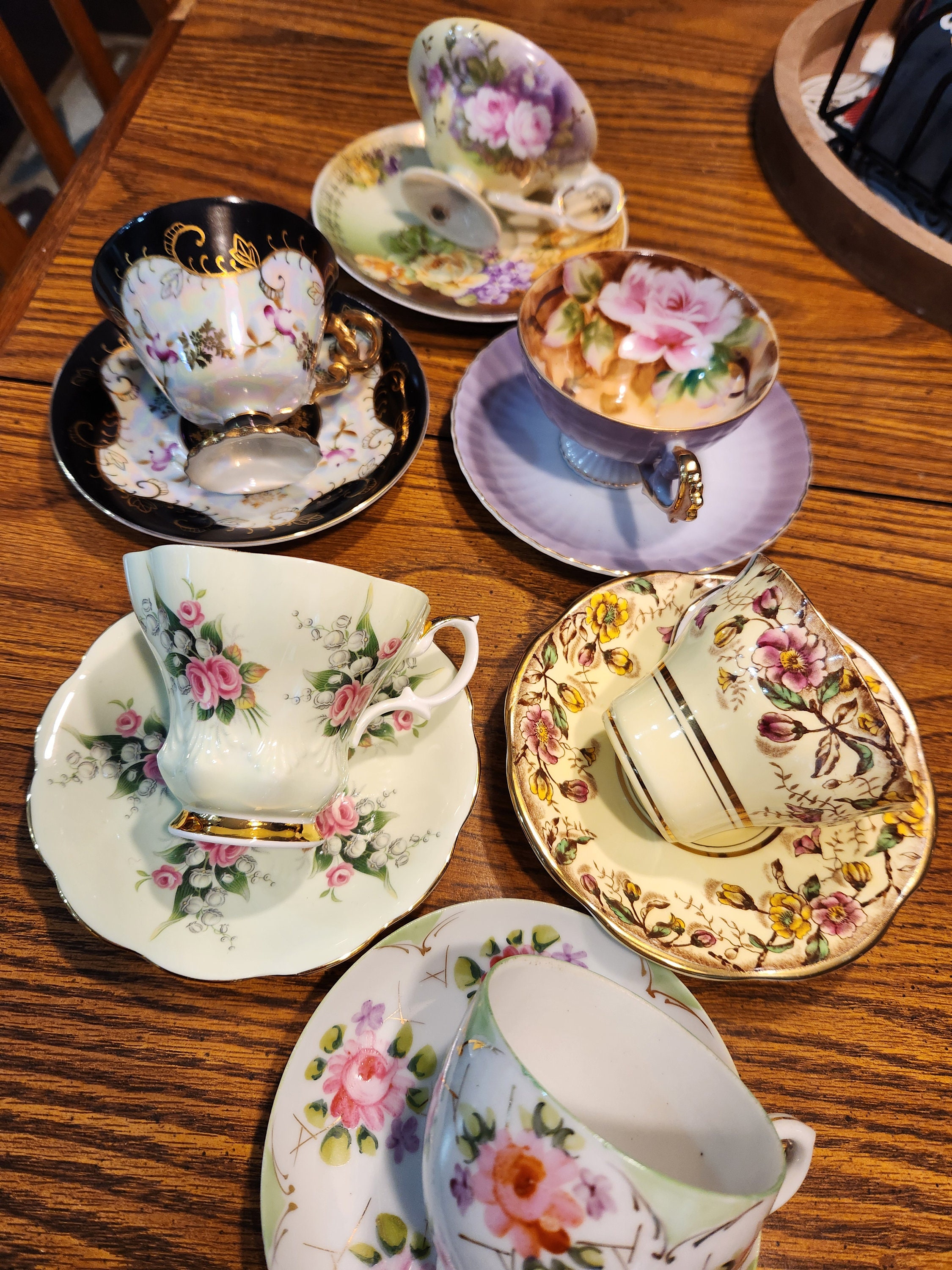 Tea Cup and Saucer Sets, Mismatched, Bridal Showers, Mother's Day Tea ...