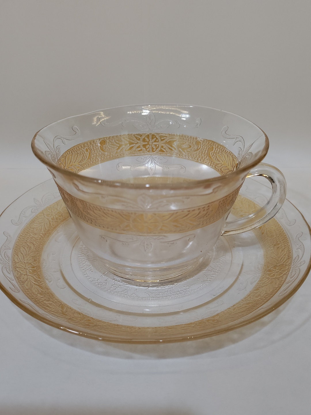 Vintage Macbeth-evans Depression Stippled Rose Band 1930s Tea Cup ...
