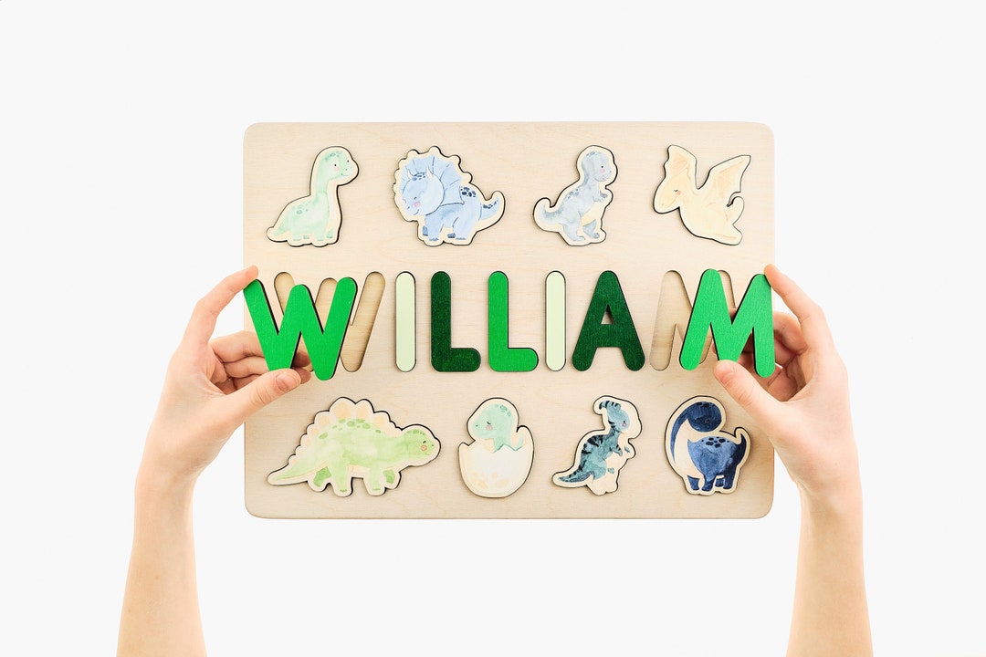 Wooden Animals Name Puzzle. Animal Baby Shower Gifts. Name Puzzle Toys ...