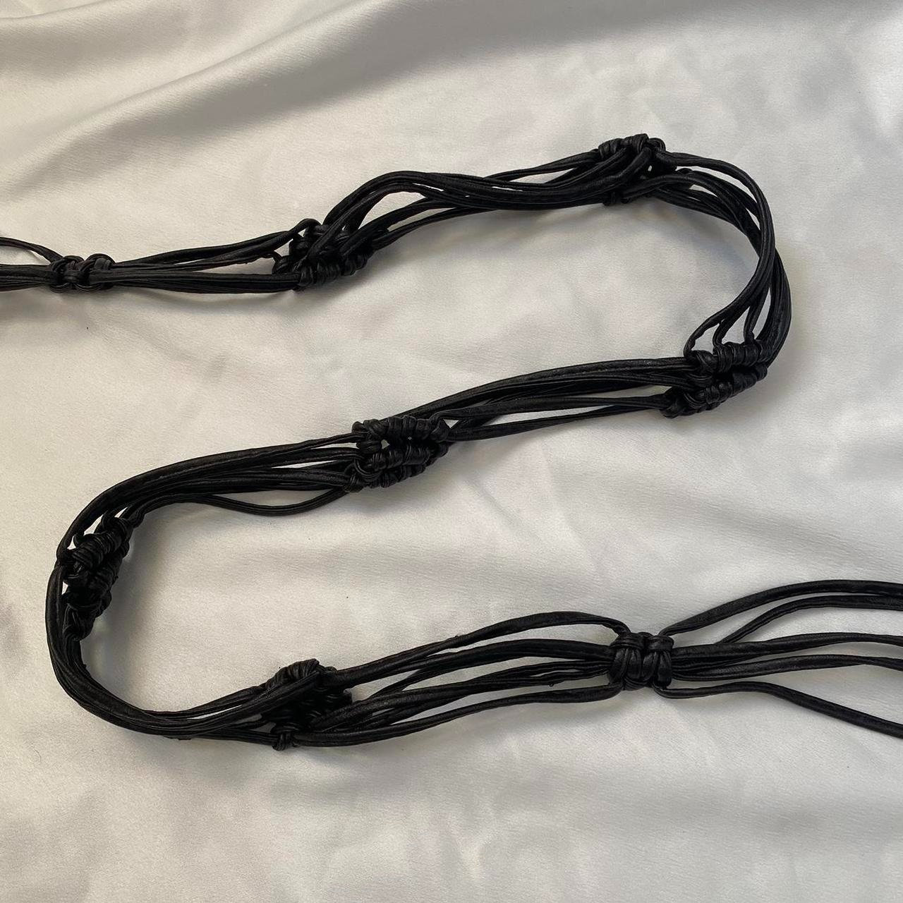 Vintage 00s Y2k Woven Macramé Boho Brown Faux Leather Tie Rope Belt ...