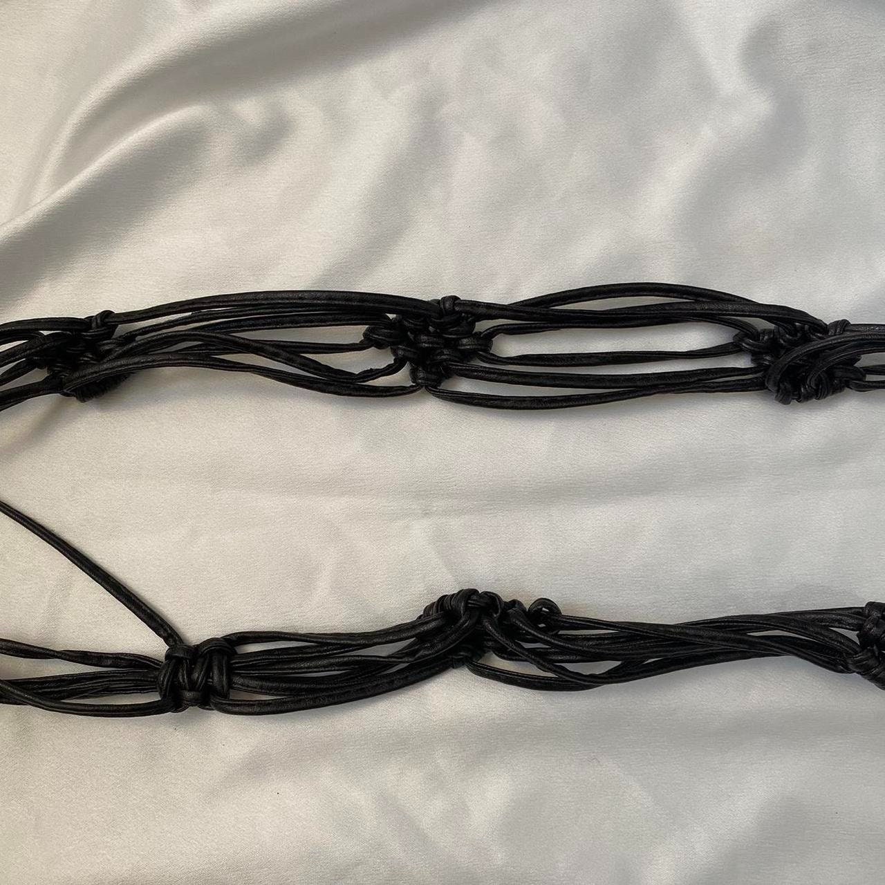 Vintage 00s Y2k Woven Macramé Boho Brown Faux Leather Tie Rope Belt ...