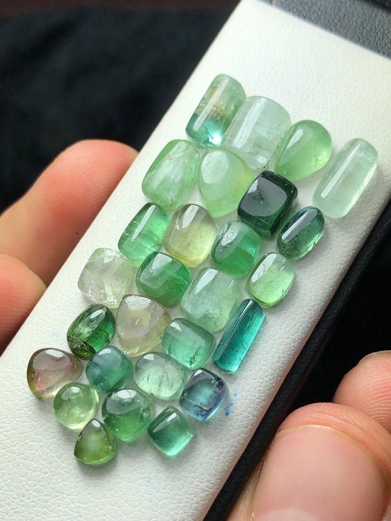 36 Carats Tourmaline Cabochons Lot.. Green Colour Loose Tourmaline ...