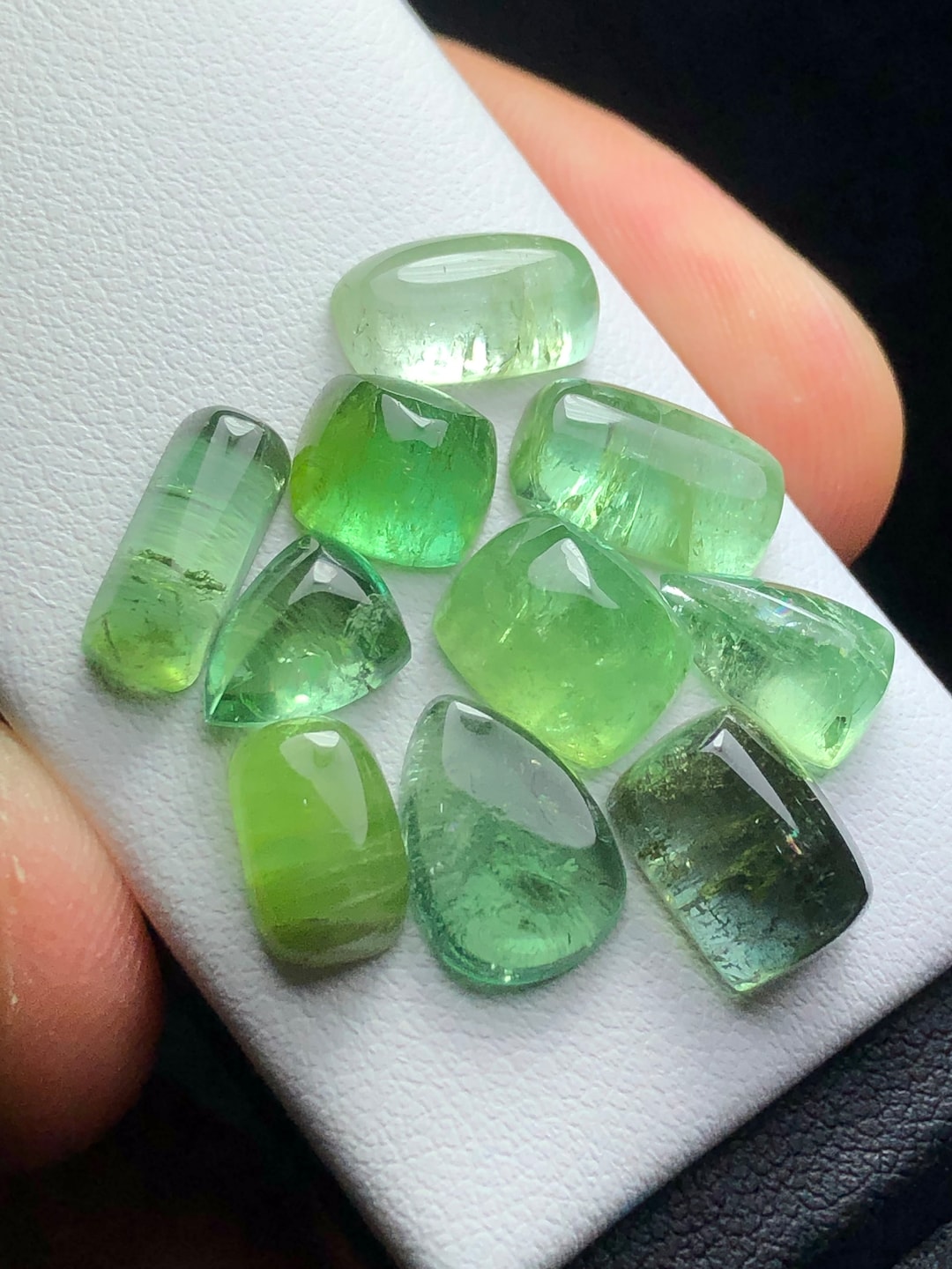 29 Carats Natural Tourmaline Cabochons Lot.. Green Colour Loose ...