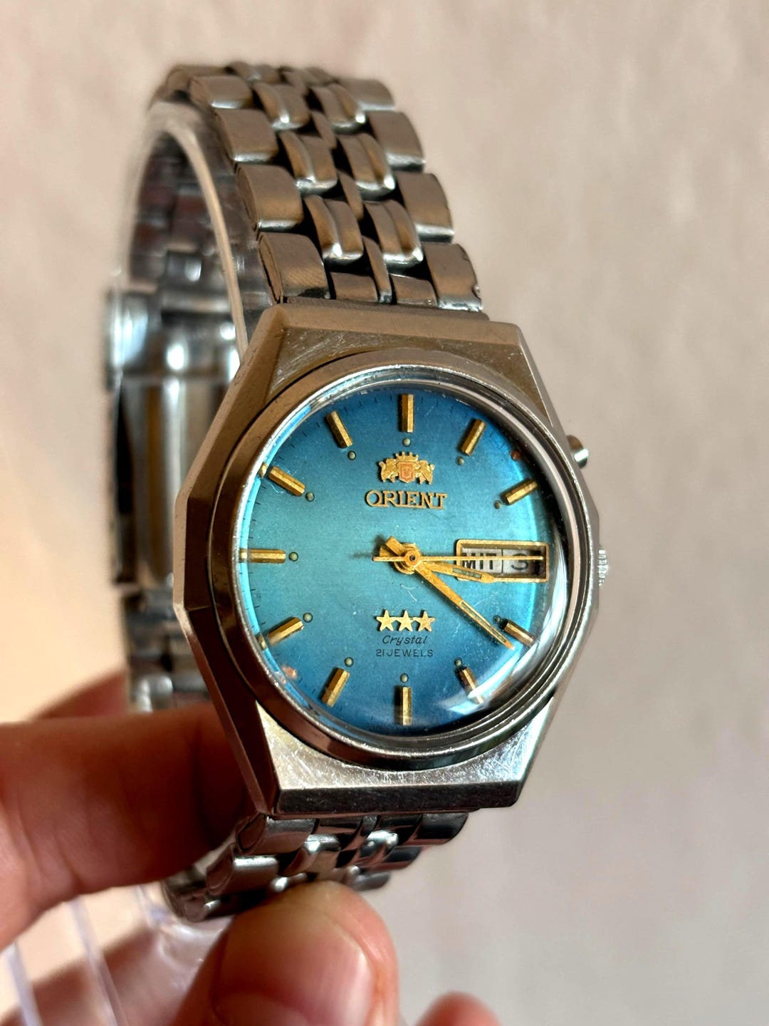 Cool 1980s-1990 ORIENT Crystal 3 Star Watch Vintage Japanese Mechanical ...