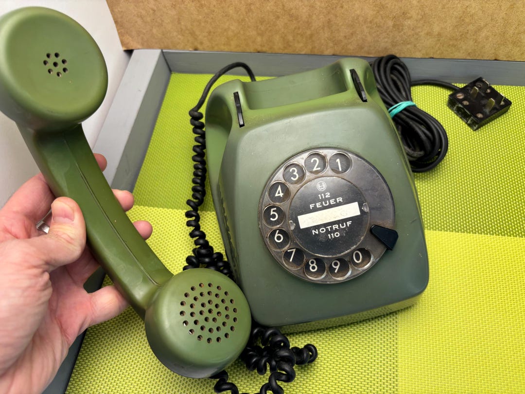 Working Rotary Telephone Siemens, Germany, Antique Green Telephone ...