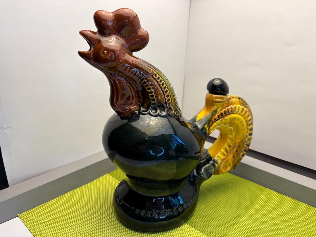 Ceramic Decanter, Rooster From Cornflower Majolica, Porcelain Figurine ...