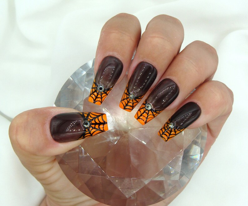 Spiderweb French Tip Nails | Halloween Nails | Luxury Press on Nails ...