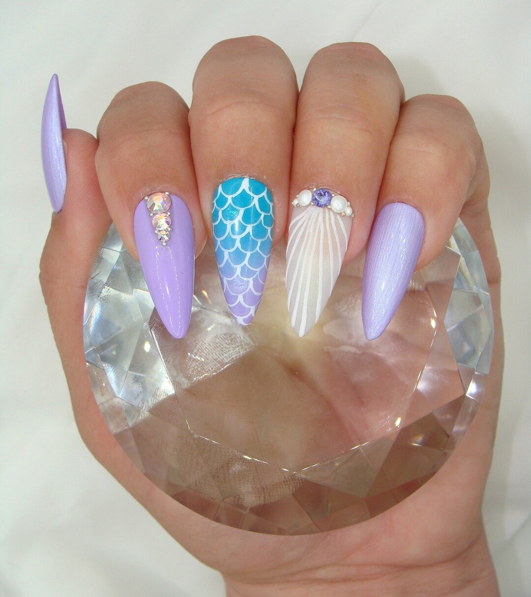 Mermaid Press on Nails | Apres | Gel Press Ons | Customizable | Summer ...