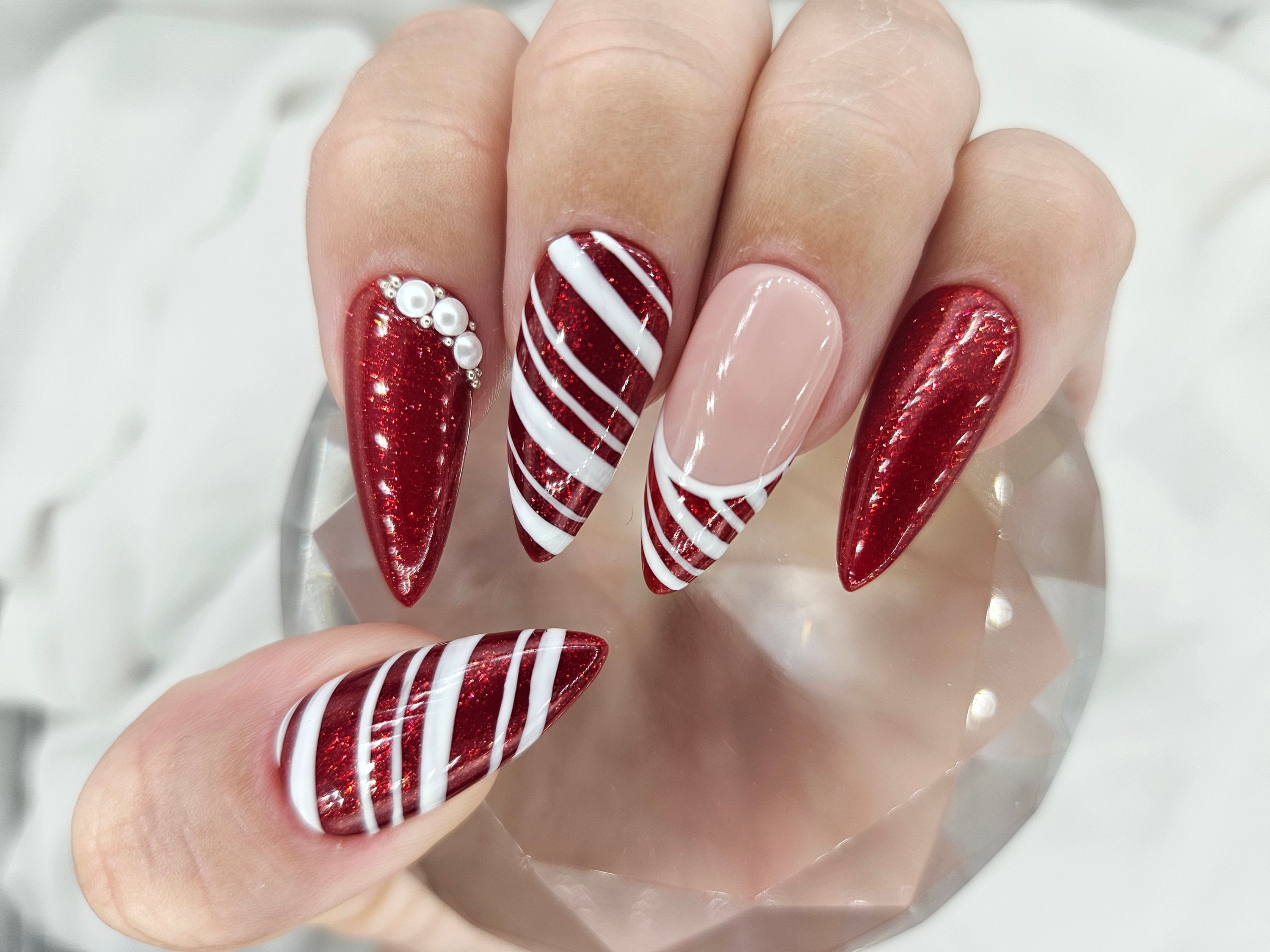 Candy cane nail art store