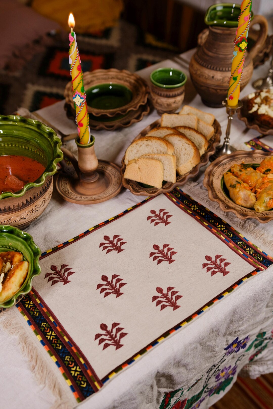 A Set of Linen Embroidered Hutsul Table Napkins 2 Pcs. Vintage Inspired ...